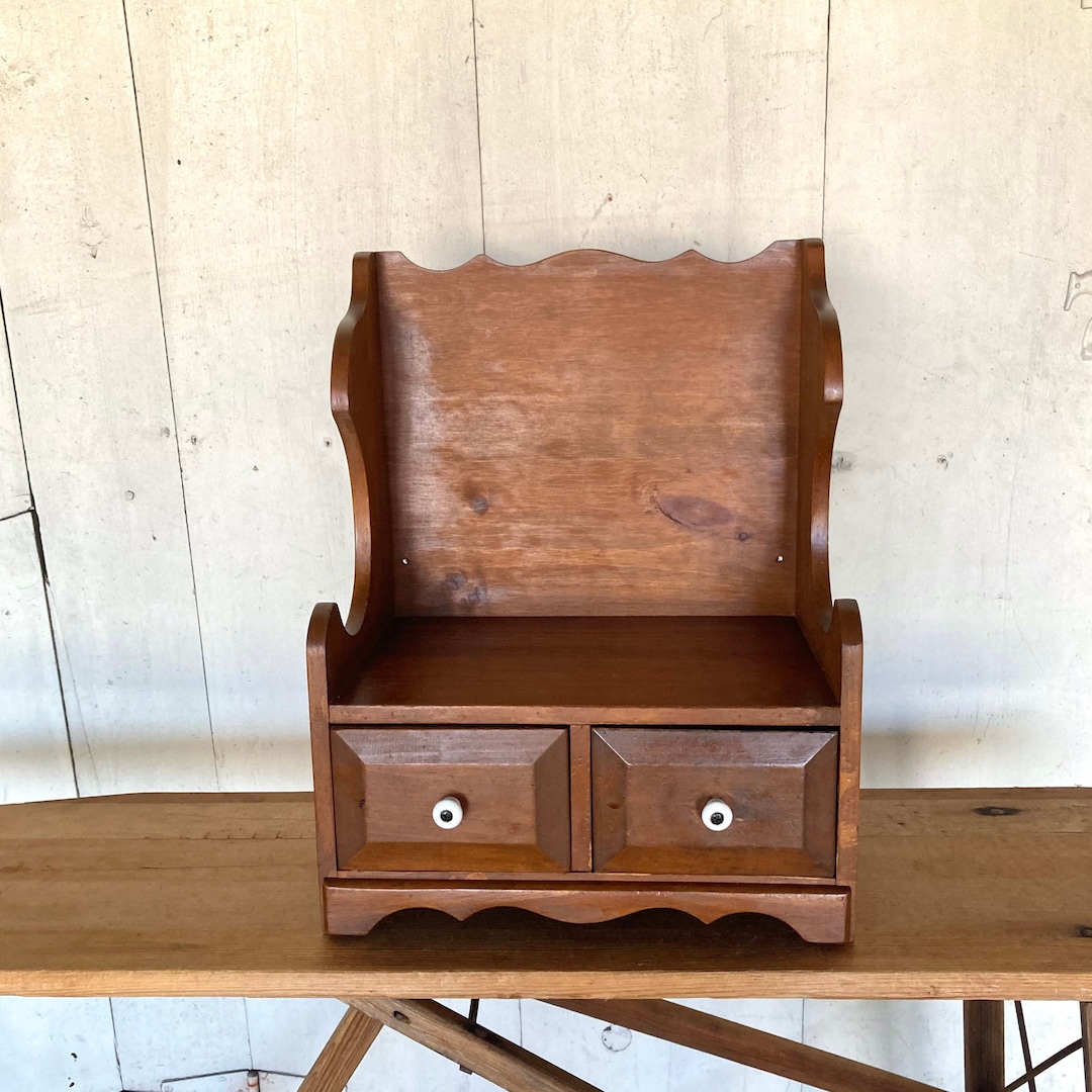 Vintage Wood Shelf - Tabletop Shelf - Shelf With Drawers - Bookcase ...