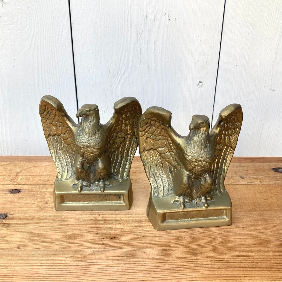 Vintage Brass Eagle Bookends - Spread Wings - Brass Eagles - Spread ...