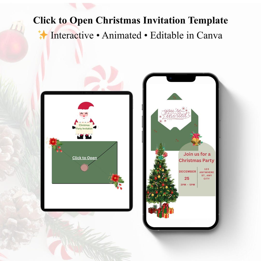 Animated Christmas Party Invitation: Editable Holiday Invite (digital ...