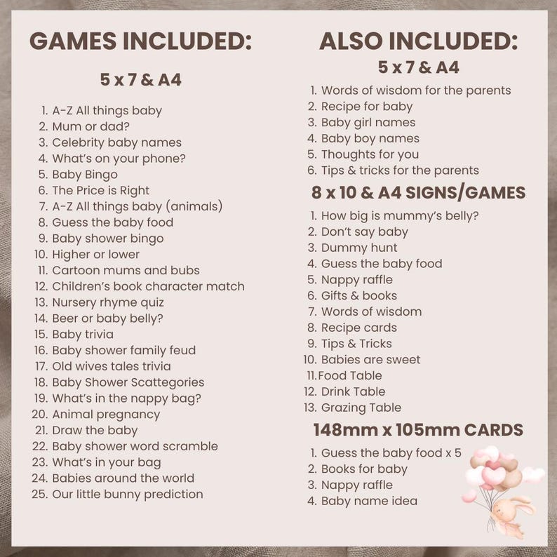 Editable Some Bunny Baby Shower Games Bundle Pink Girl Balloons ...