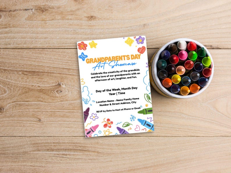 Grandparents Day Invitation: Editable Art Showcase (editable in Canva ...