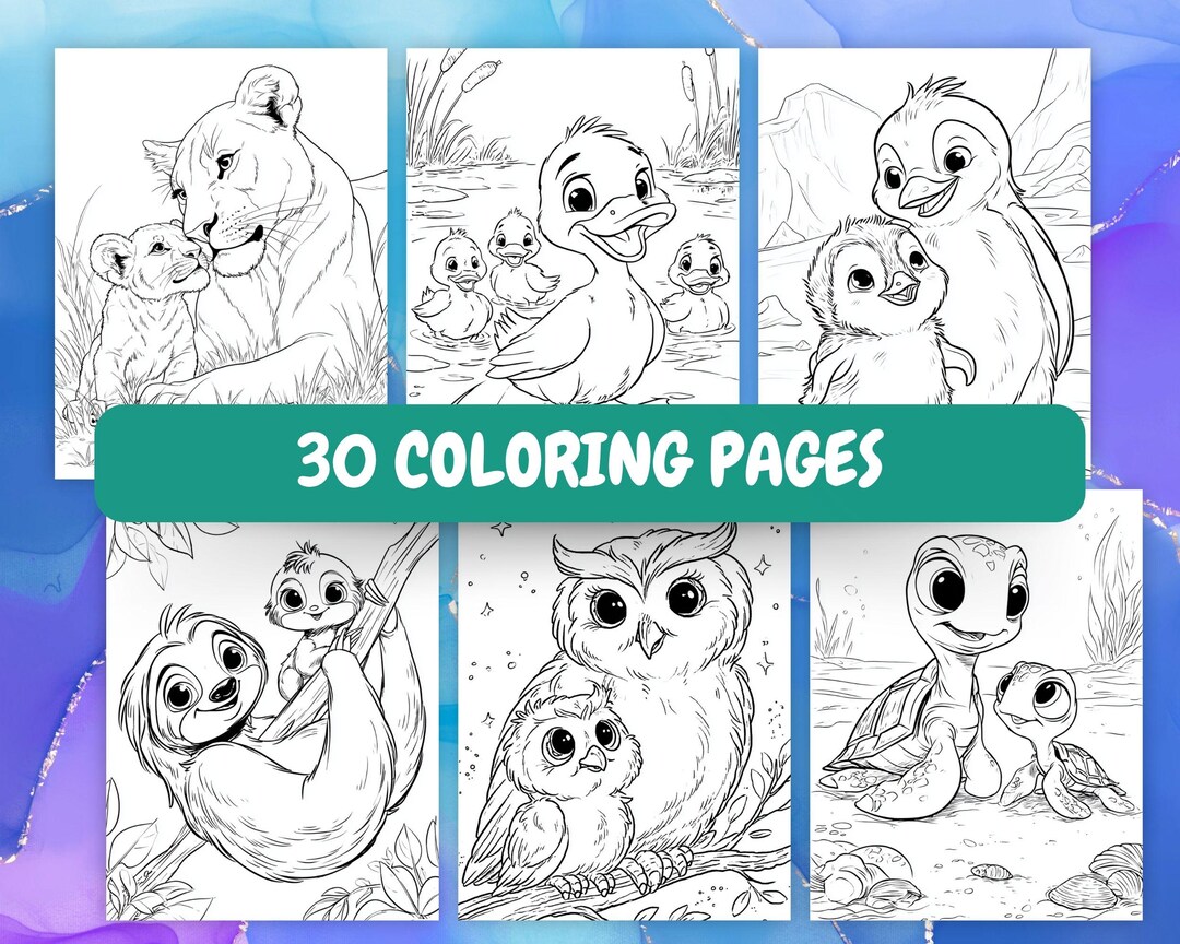 Mothers Day Coloring Pages - Cute Mother and Baby Animals - Printable ...