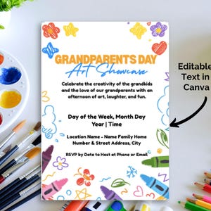 Grandparents Day Invitation: Editable Art Showcase (editable in Canva ...