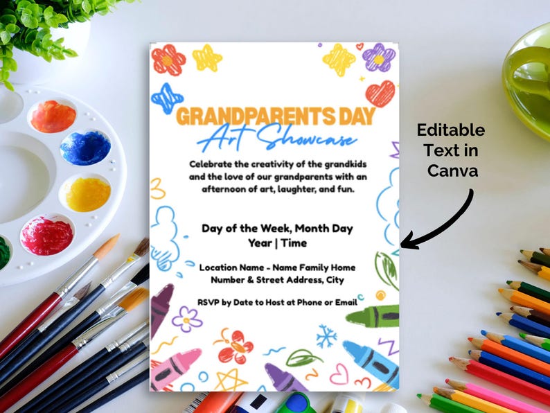 Grandparents Day Invitation: Editable Art Showcase (editable in Canva ...