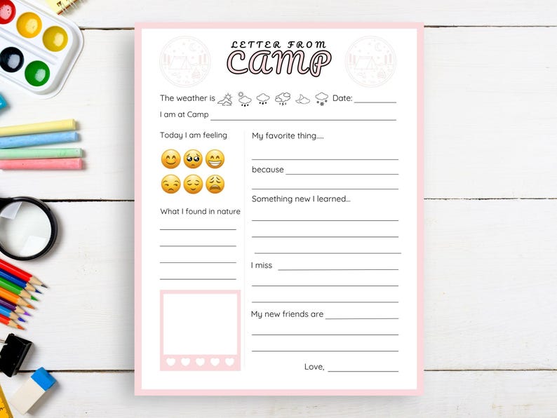 Letters From Camp Printable | Floral Fill in the Blank Camp Letter ...