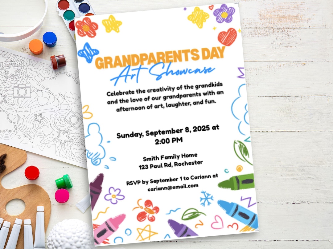Grandparents Day Invitation: Editable Art Showcase (editable in Canva ...