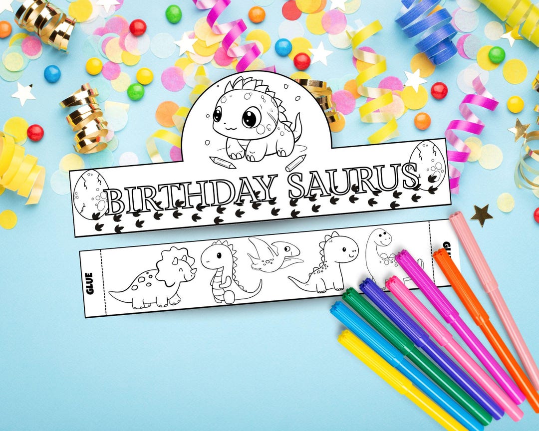 Dinosaurs Birthday Crown - Printable DIY Kids Activity to Color and ...