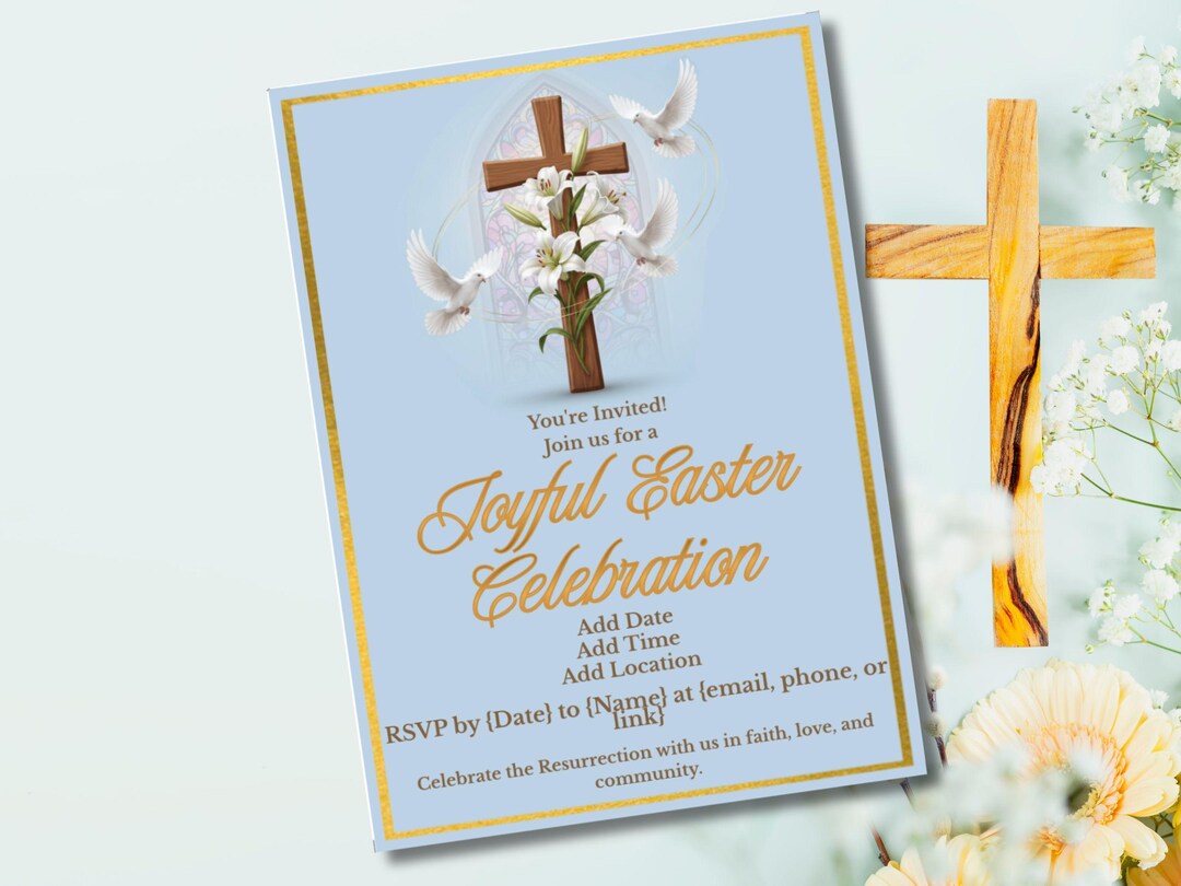 Elegant Religious Easter Celebration Invitation - Church Gathering ...