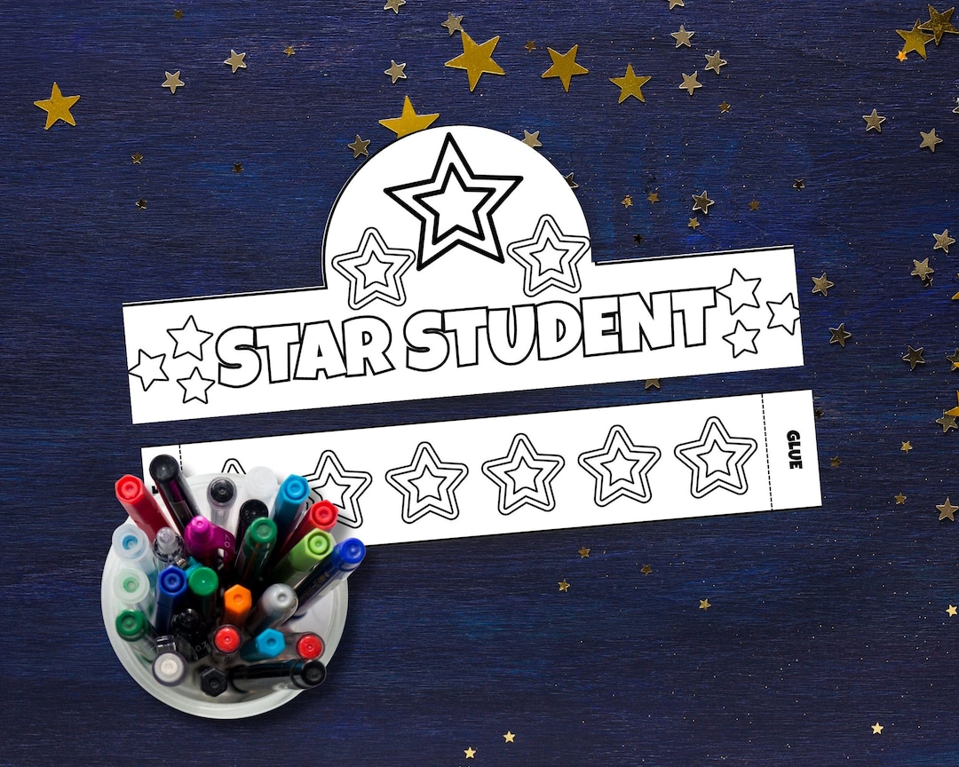 Star Student Crown - Printable and Colorable Classroom Reward for Kids ...