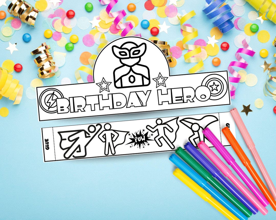 Superhero Birthday Crown - Printable DIY Kids Activity to Color and ...