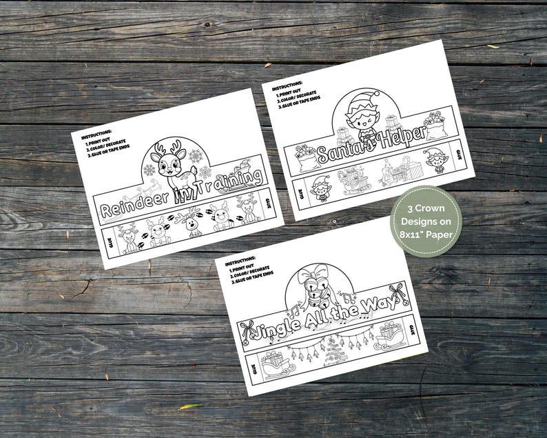 Classic Christmas Crown Bundle - Printable Coloring Craft for Kids ...