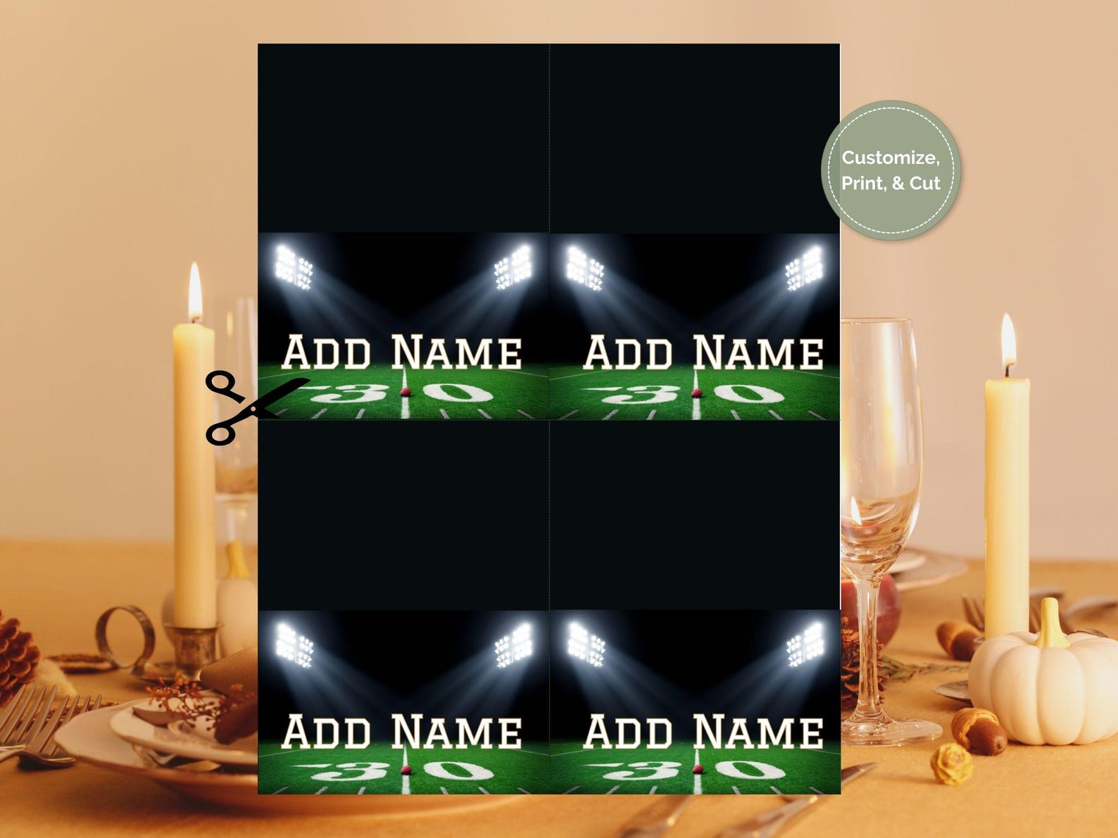Editable Football Place Cards Template - Customizable Name Cards for ...