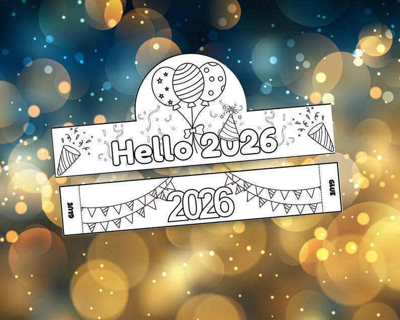 2026 New Year’s Party Crown Bundle – Fun NYE Coloring Activity for Kids ...