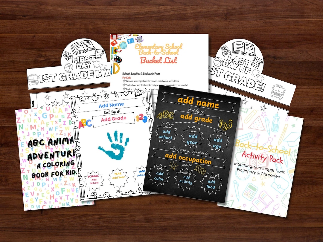 Ultimate First Grade Keepsake and Activity Bundle | Customizable Signs ...