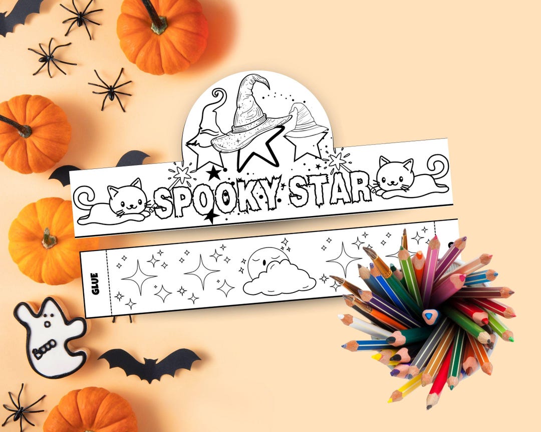 Spooky Star Halloween Printable Crown for Kids - DIY Color and Decorate ...