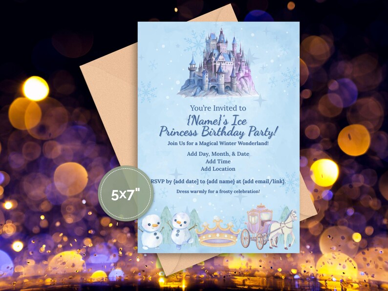 Ice Princess Birthday Party Invitation - Winter Wonderland Invite With ...