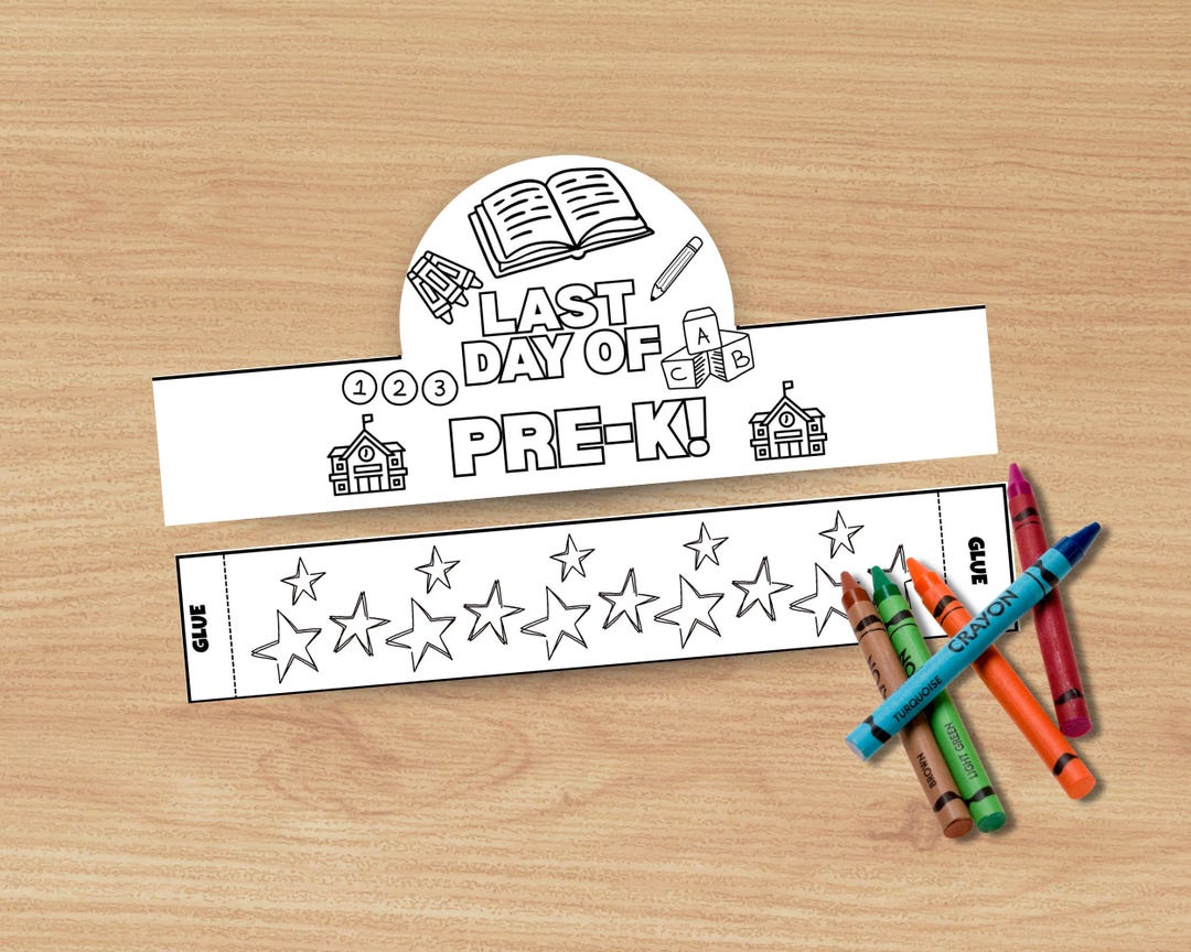 Last Day of Pre-k Printable Crown - Fun Kids Activity to Color - Etsy