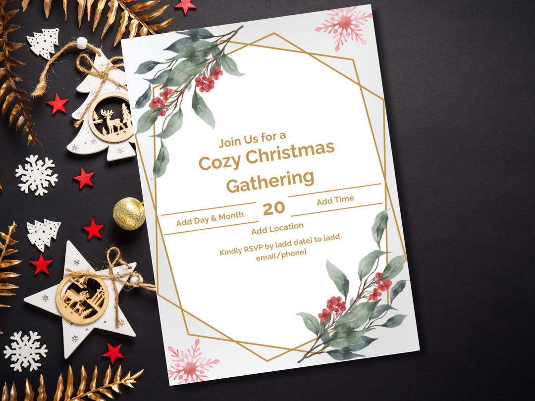 Scandinavian Christmas Dinner Party Invitation - Minimalist Holiday ...