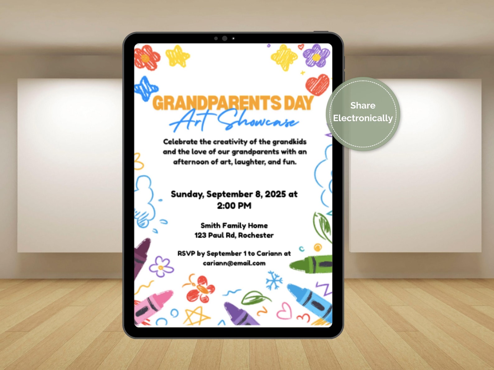 Grandparents Day Invitation: Editable Art Showcase (editable in Canva ...