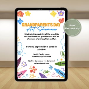 Grandparents Day Invitation: Editable Art Showcase (editable in Canva ...