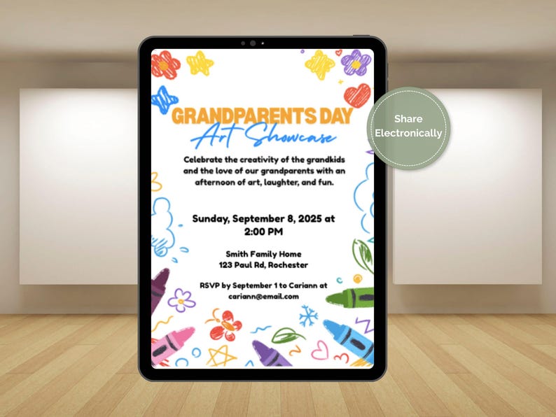 Grandparents Day Invitation: Editable Art Showcase (editable in Canva ...