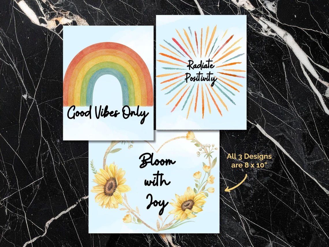 Radiate Positivity Wall Art Bundle – Sunburst, Good Vibes Only, and ...