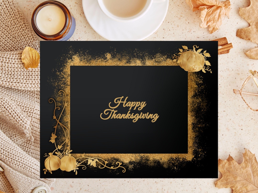 Elegant Thanksgiving Placemat Template - Black & Gold Design - Editable ...