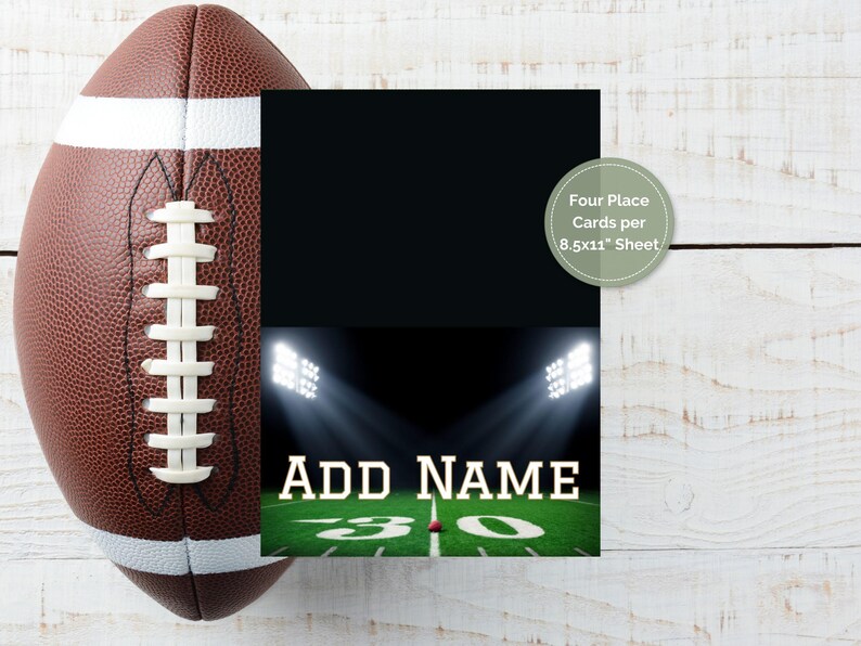 Editable Football Place Cards Template - Customizable Name Cards for ...
