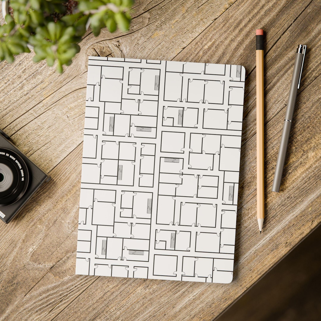 Architectural Floorplan Notebook, Minimalist White/black Softcover ...