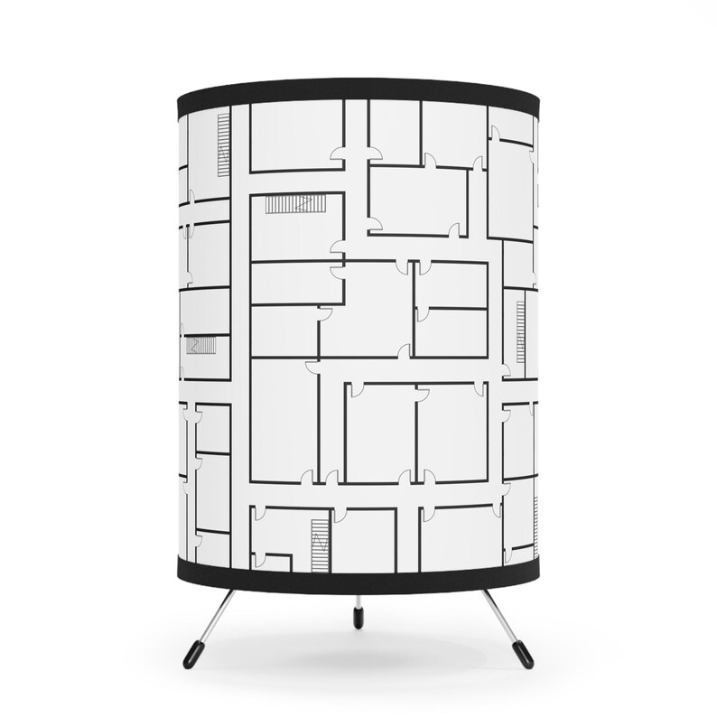 Modern Floorplan Print Lamp, Architectural Floorplan Design, Tripod ...