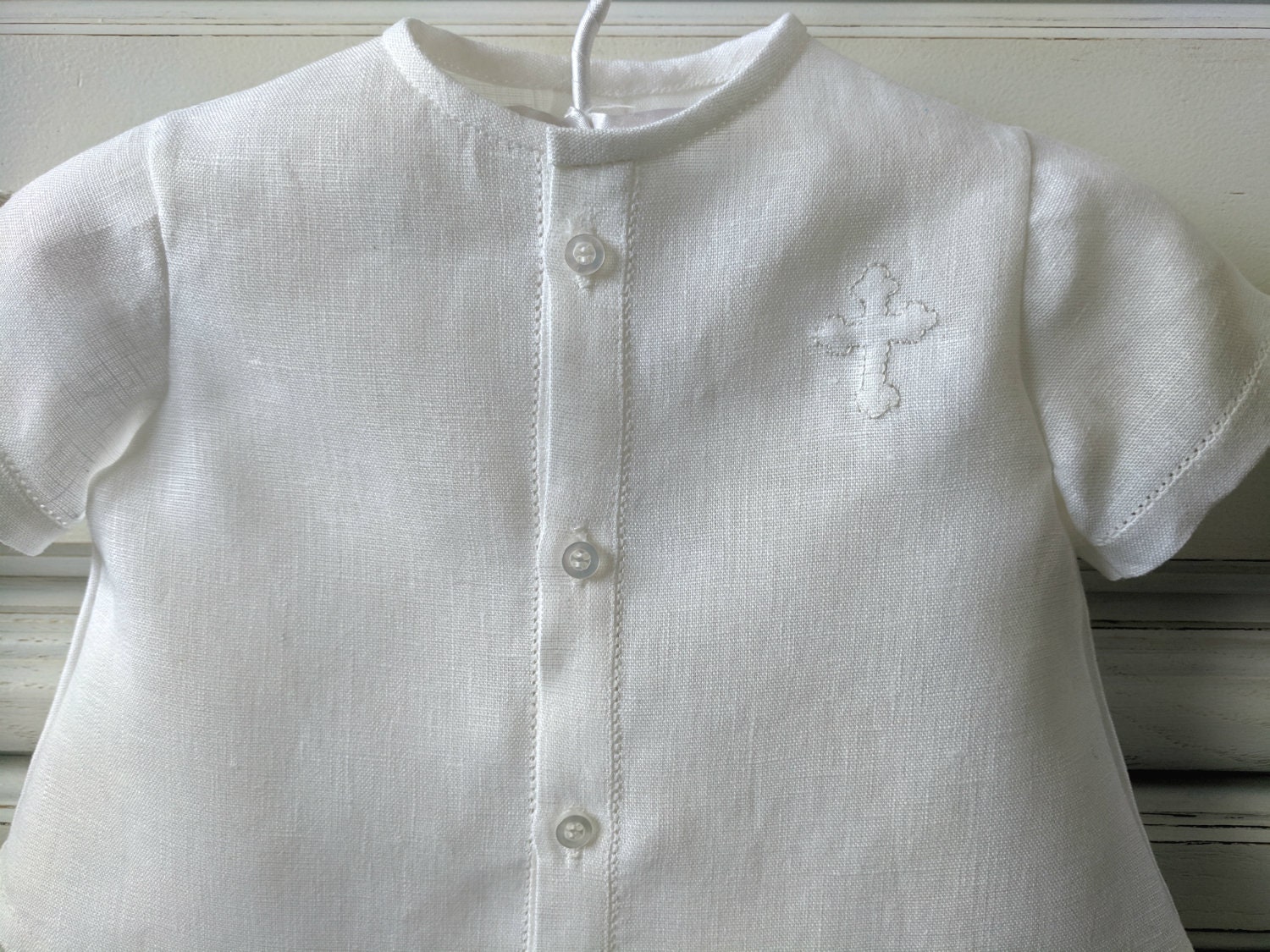 Matthew. White Linen Baptism Diaper Set Shadow Enbroidery - Etsy