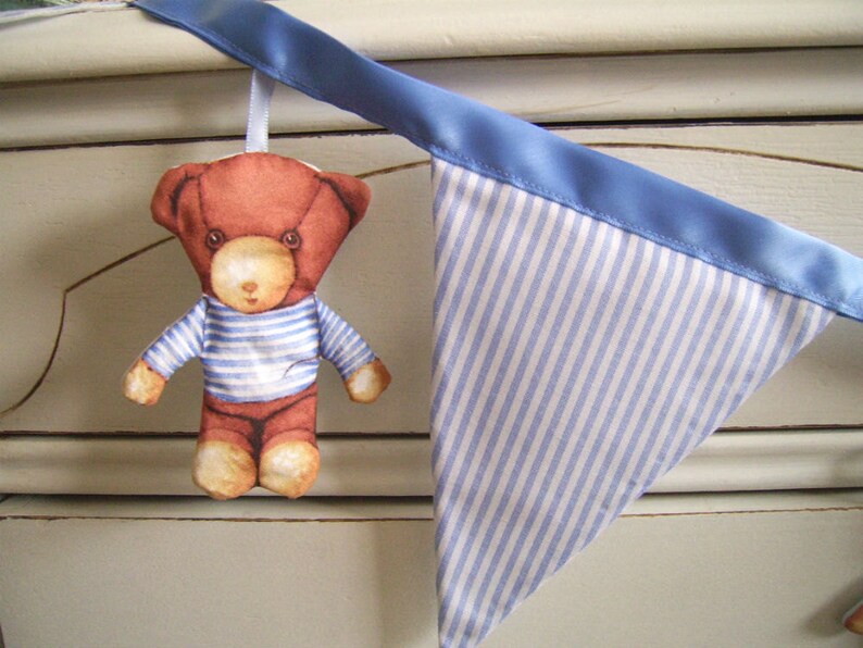 Teddy Bear Banner/bunting Nursery Decor Blue Stripes and - Etsy Ireland