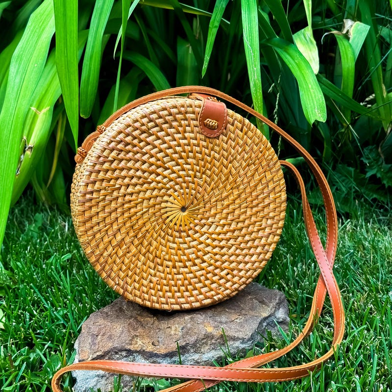 Round Leather Bag - Etsy