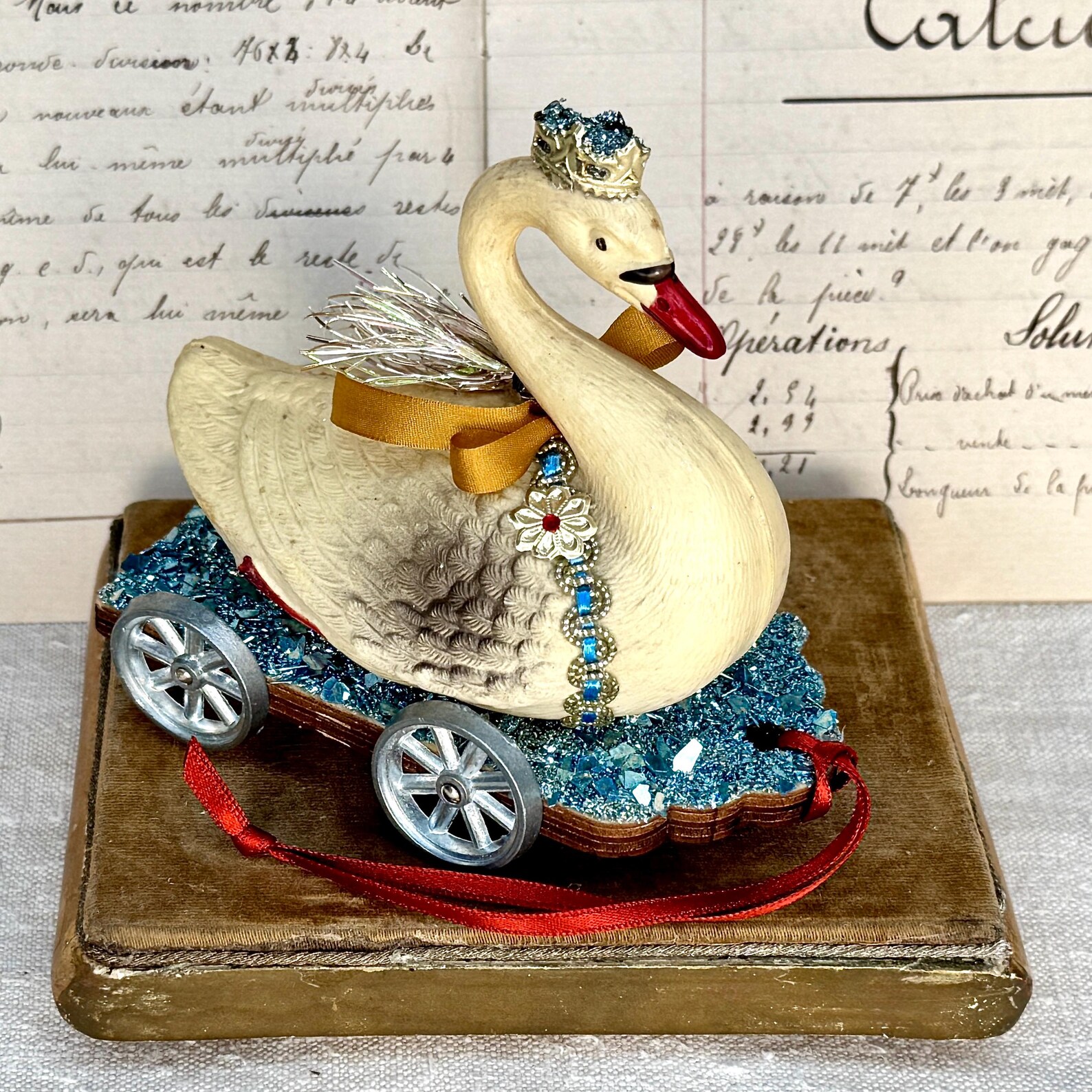 Antique Celluloid Swan Vintage Inspired Pull Toy Float, Victorian Style ...