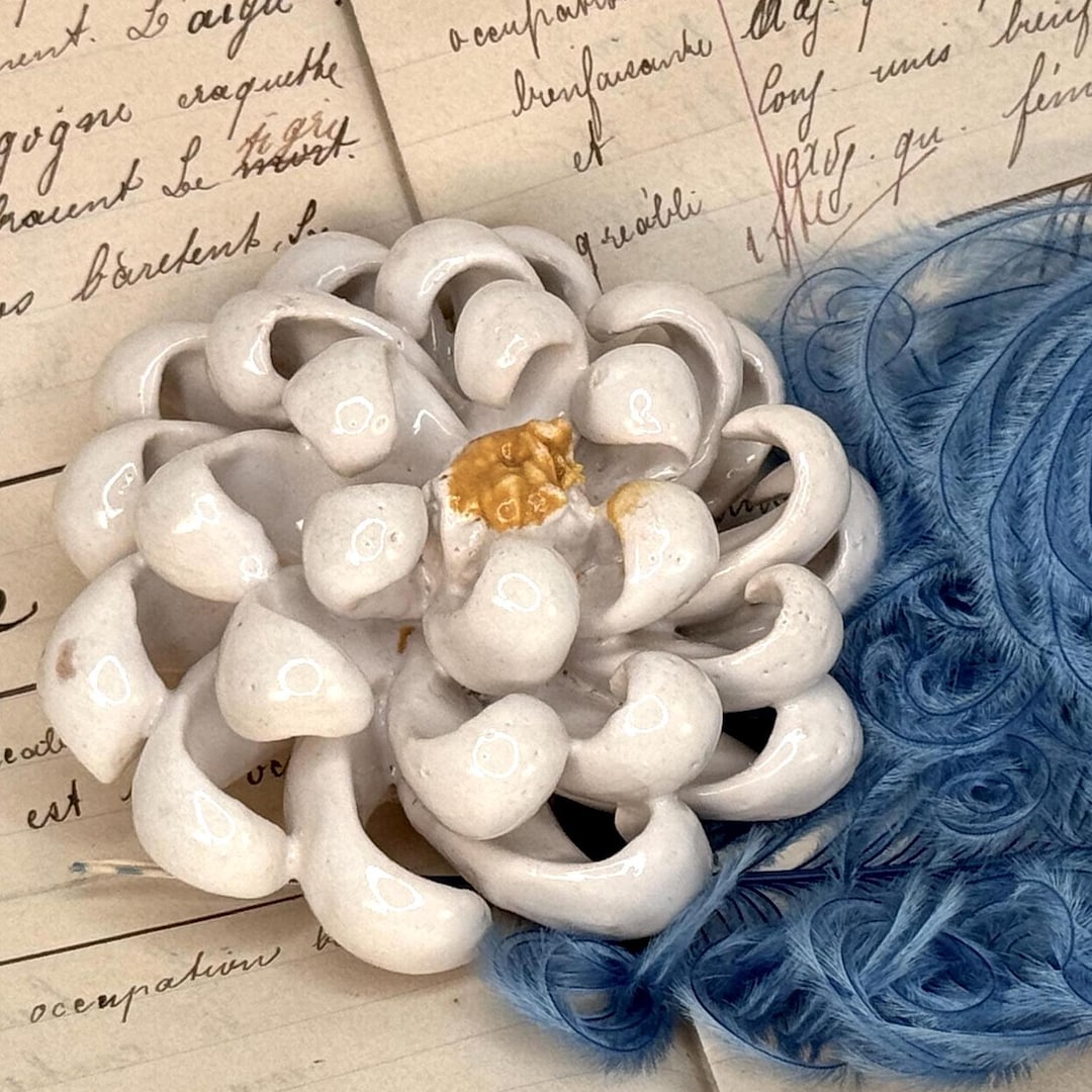 Antique French Majolica Mum Flower: Vintage Cemetery Decor - Etsy