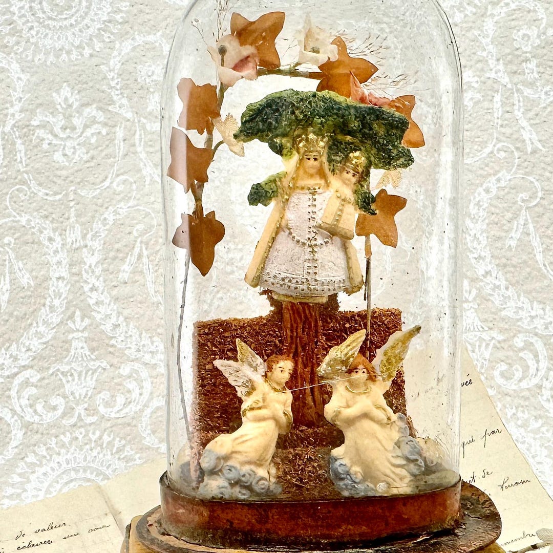 Antique Religious French Wax Diorama of Mary and the Christ Child ...