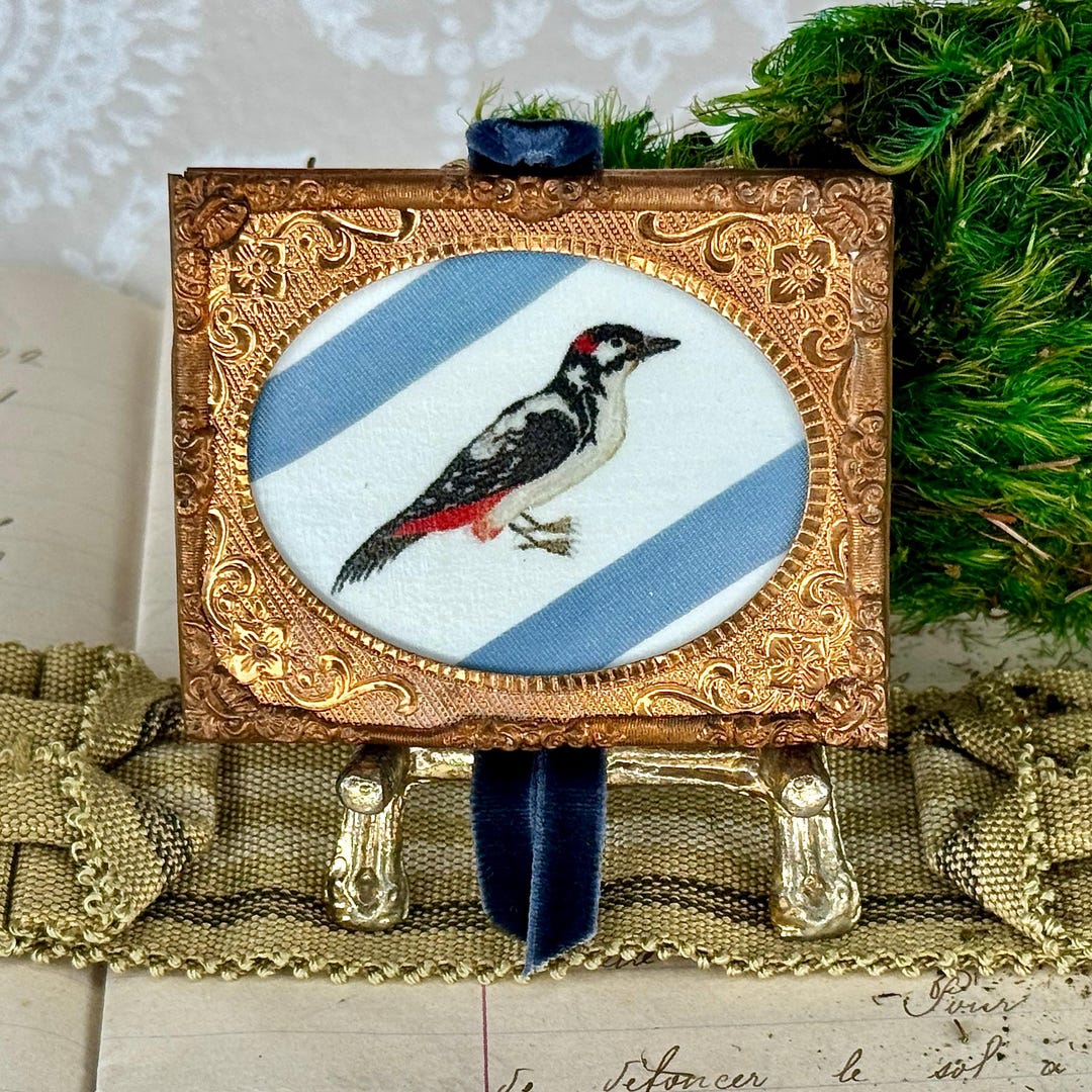 Antique C.1850s Copper Frame With Woodpecker Image | Hanging Victorian ...