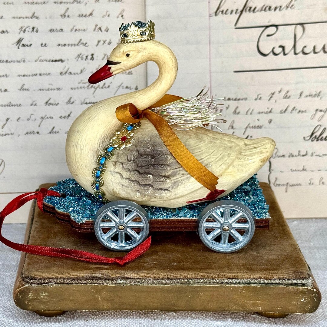 Antique Celluloid Swan Vintage Inspired Pull Toy Float, Victorian Style ...
