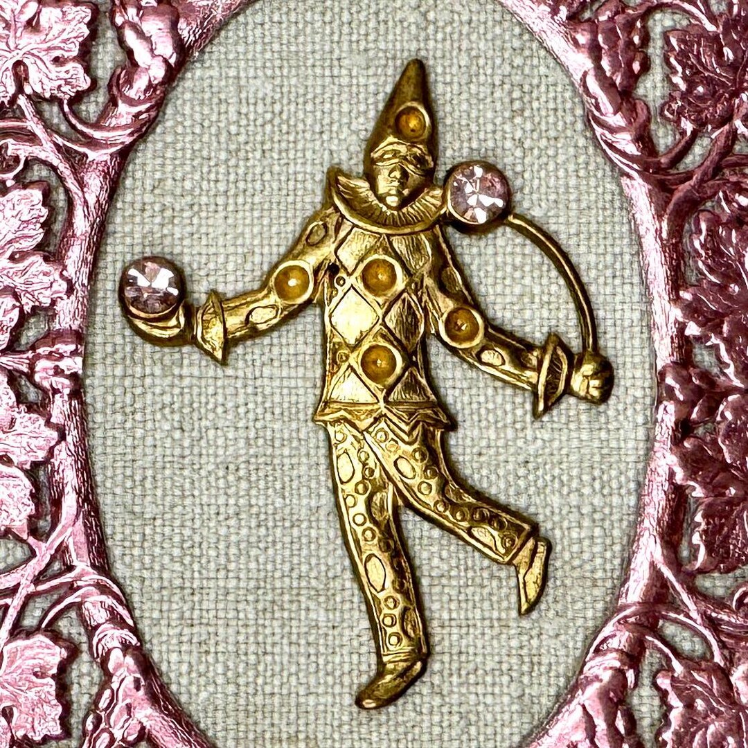 Vintage French Brass Jester Stampings: Harlequin Clown Embellishments ...