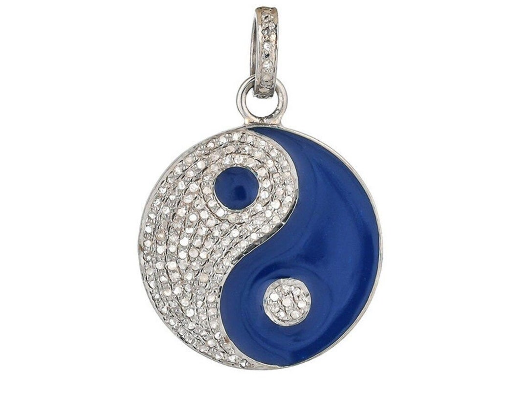 Sterling Silver, Pave Diamond YIN & YANG Enamel Pendant, (DPM-1260) - Etsy