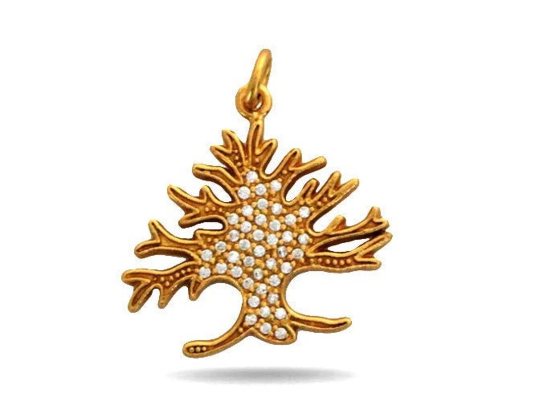 Sterling Silver Tree Charm W/ White Topaz, (143-CH4) - Etsy