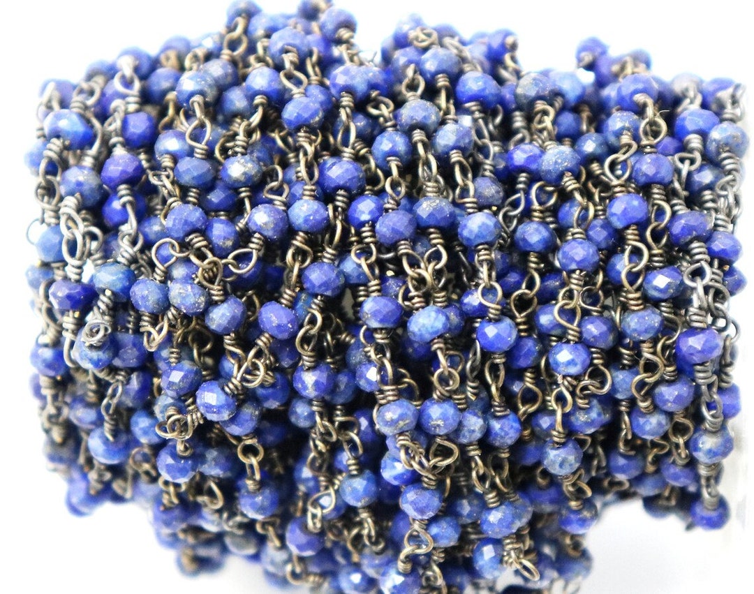 Lapis Wire Wrapped Rosary Chain, (73-LAP-RS) - Etsy