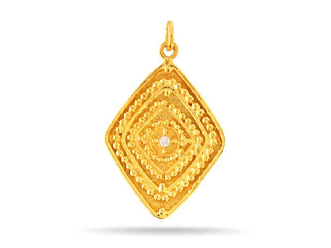Sterling Silver Artisan Diamond Shape Charm, Multiple Finishes, (363-AF ...