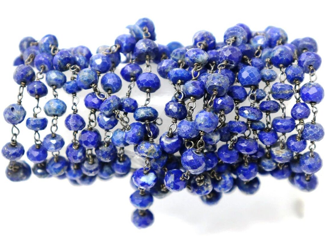 Lapis Faceted Wire Wrapped Rosary Chain, (173-LAP-RS) - Etsy
