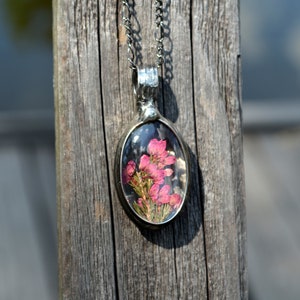 Pressed Flower Jewelry, Scottish Heather Pendant, Pink Flower Necklaces ...