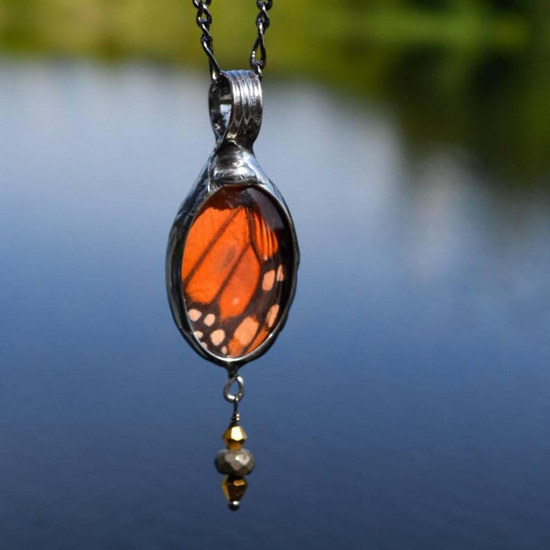 Real Butterfly Wing Necklace: Artisan Glass Pendant, Ethically Sourced ...