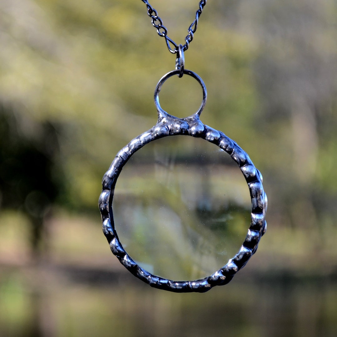 Handmade Magnifying Glass Pendant Necklace, Reading Aid, Real Glass ...