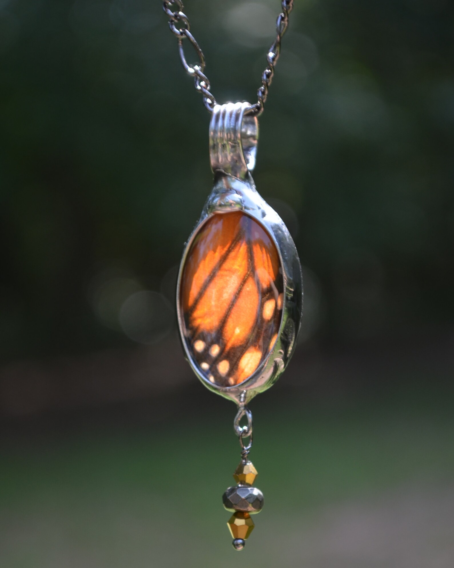 Real Butterfly Wing Necklace: Artisan Glass Pendant, Ethically Sourced ...