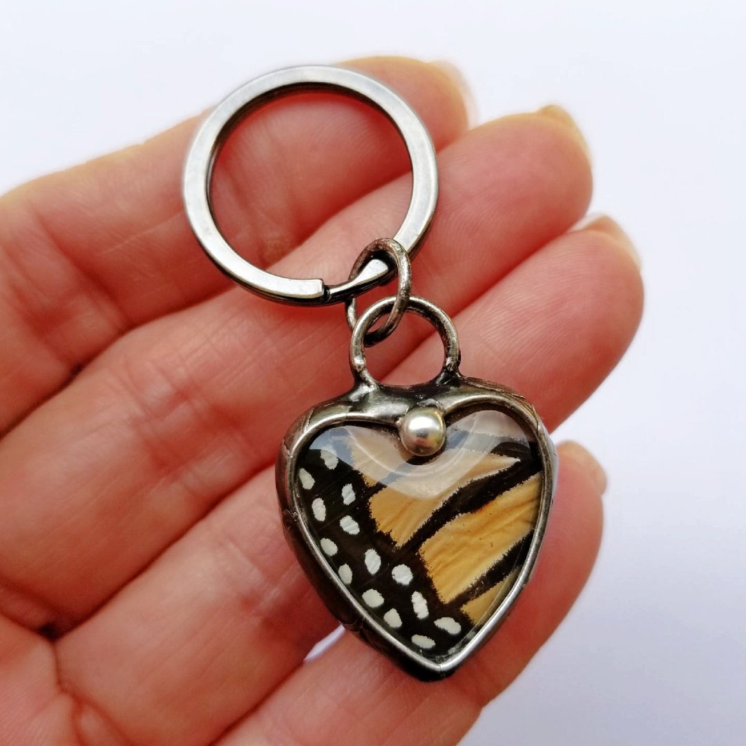 Butterfly Key Ring, Real Monarch Butterfly Wing in Glass, Not Resin ...