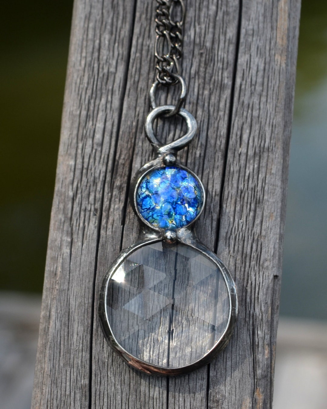 Long Fidget Necklace, Stained Glass Jewelry for Women, Kaleidoscope ...